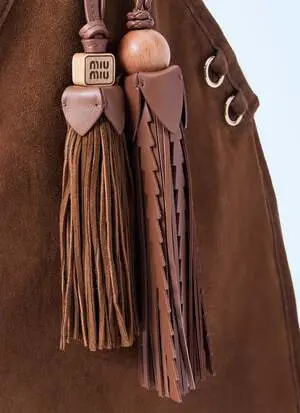 Miu Miu Suede Handbag With Tassels - Brown