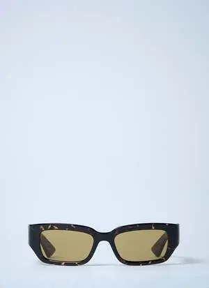 Bottega Veneta Rectangular Sunglasses With Gold-finished Detailing - Brown