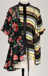Sacai Asymmetrical Striped And Floral Print Blouse - Multicolor