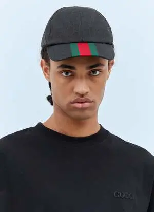 Gucci Original Gg Canvas Baseball Cap With Web Stripe - Black