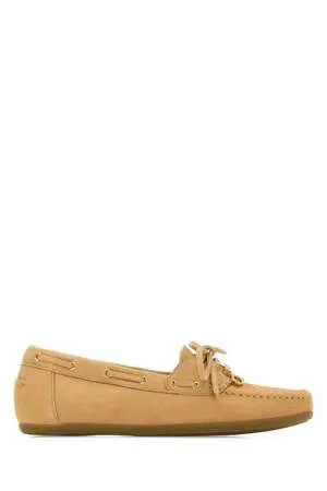 FERRAGAMO Beige Suede Loafers - Brown