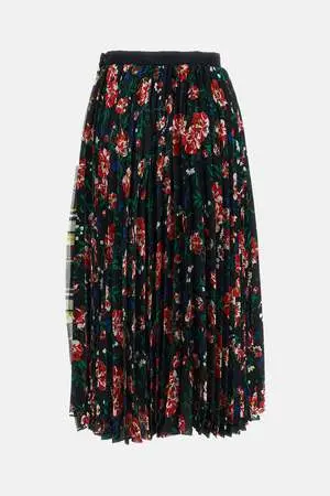Sacai Pattern Mix Pleated Ankle-length Skirt - Multicolor