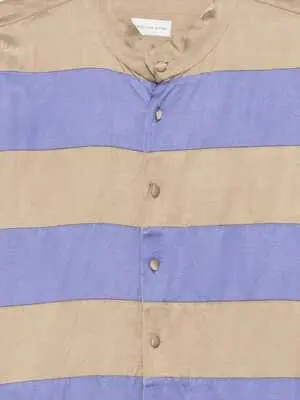 Dries Van Noten Horizontally Striped Shirt With Band Collar