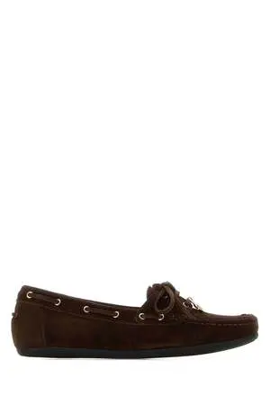FERRAGAMO Dark Suede Flippy Loafers - Brown