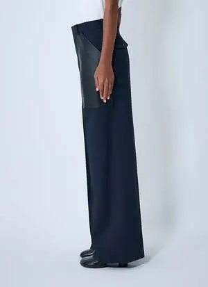 Bottega Veneta Compact Wool And Cotton Twill Pants With Leather Pockets