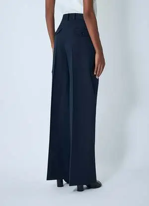 Bottega Veneta Compact Wool And Cotton Twill Pants With Leather Pockets