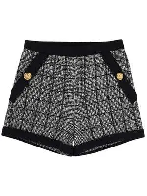 Balmain Cotton Tweed Shorts - Black