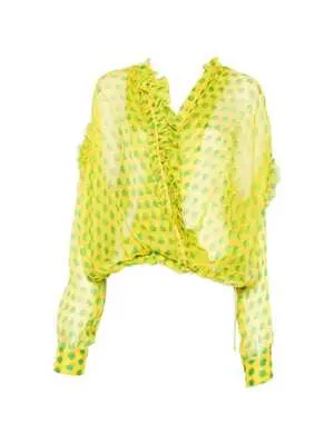Dries Van Noten Cenver Bis" Silk Polka Dot Blouse - Multicolor