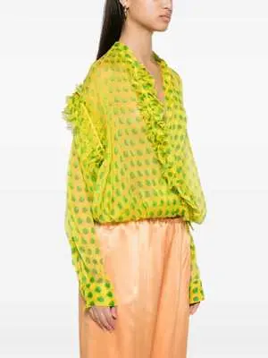 Dries Van Noten Cenver Bis" Silk Polka Dot Blouse - Multicolor