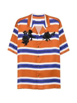 Dries Van Noten Striped Shirt Decorated With Beads - Red