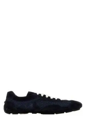 Prada Montecarlo Suede And Mesh Sneakers - Blue