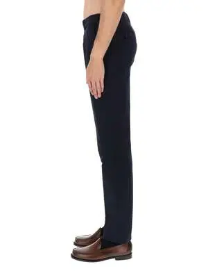 Zegna Tailored Cotton And Linen Blend Trousers - Blue