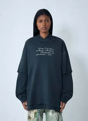 Acne Studios Layered Logo Motif Hooded Sweatshirt