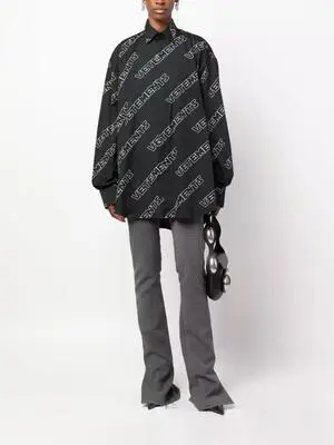 Vetements All-over Logo Print Cotton Shirt