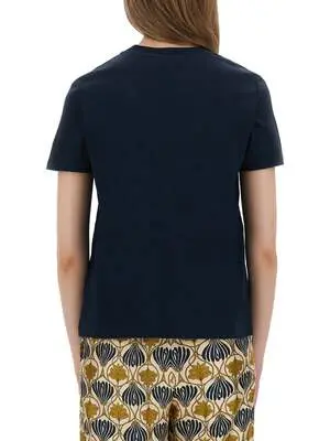 Max Mara Madera Cotton T-shirt With Pocket Detail - Blue