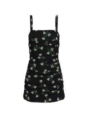 Dolce & Gabbana Floral Print Silk Blend Dress - Black