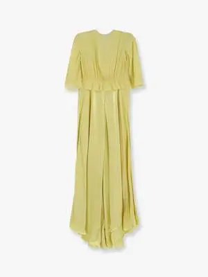 Alberta Ferretti Yellow Satin Dress - Multicolor