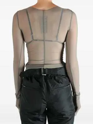 Rick Owens Semi-sheer Boat Neck Long Sleeve Top - Gray