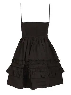 GANNI Mini Dress With Ruffles - Black