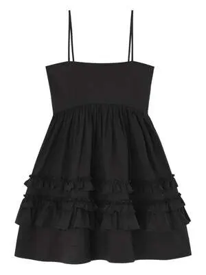 GANNI Mini Dress With Ruffles - Black
