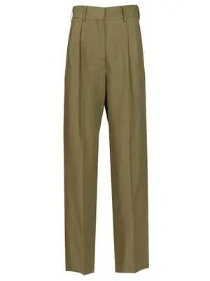 BLAZÉ MILANO Midday Sun Linen Wide-leg Trousers - Green