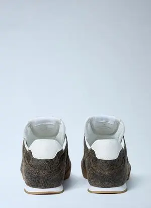 Chloé Kick Crackled Leather Low-top Sneakers - Brown
