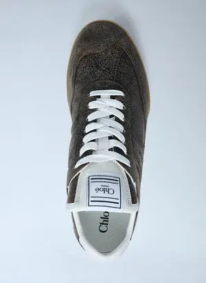 Chloé Kick Crackled Leather Low-top Sneakers - Brown