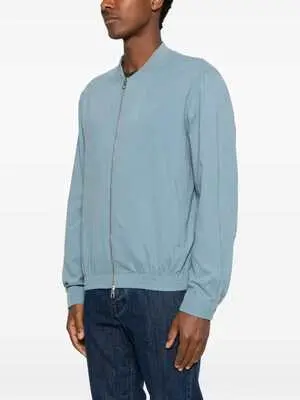 MONTECORE Zip-up Bomber Jacket With Ribbed Collar - Blue