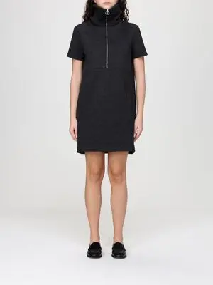 Gucci Short-sleeve Dress With Zipper Detail - Gray