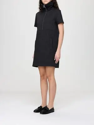 Gucci Short-sleeve Dress With Zipper Detail - Gray