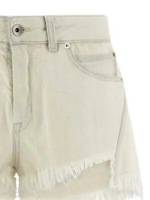 Rick Owens Bias Cutoff Denim Shorts - White