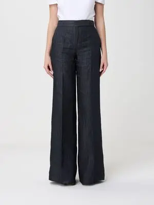 Max Mara Max Mara High-Waisted Wide-Leg Linen Trousers Gray