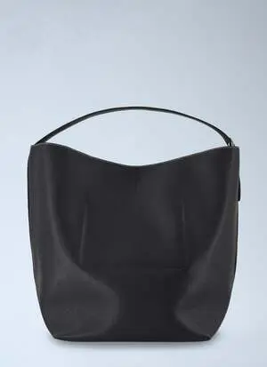 TOTEME Belted Tote Bag In Pebble-grain Leather - Black