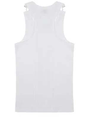 JEAN PAUL GAULTIER Ribbed Tank Top With Embellished Straps - White