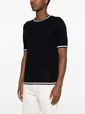 MONTECORE Fine-knit T-shirt With Contrasting Trim