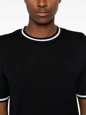 MONTECORE Fine-knit T-shirt With Contrasting Trim