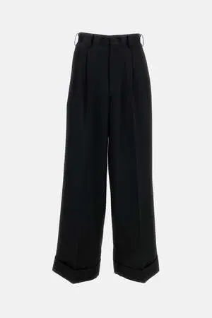 Junya Watanabe Black Pleated Wide-leg Trousers - Multicolor