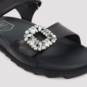 ROGER VIVIER Slidy Viv Strass Sandals - Black