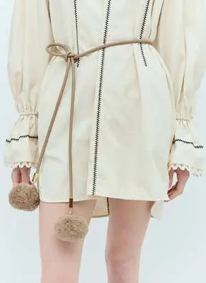 Max Mara Tubular Belt With Detachable Pom-poms - Cream