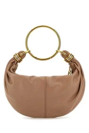 Chloé CHLOE Antiqued Leather Handbag With Golden Metal Hoop Handle Pink