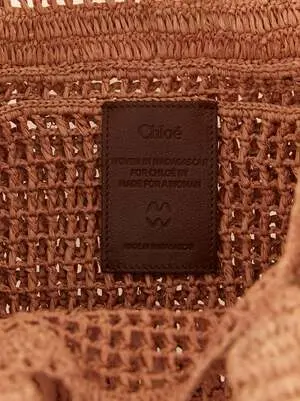 Chloé Crocheted Raffia East-west Shopping Bag With Leather Trim - Pink
