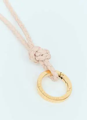 Bottega Veneta Intrecciato Leather Long Keyring - Pink