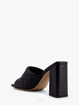 Bottega Veneta Woven Leather Square Toe Sandals - Black