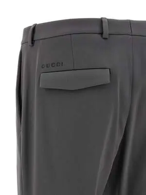Gucci Tailored Wool Satin Trousers - Gray