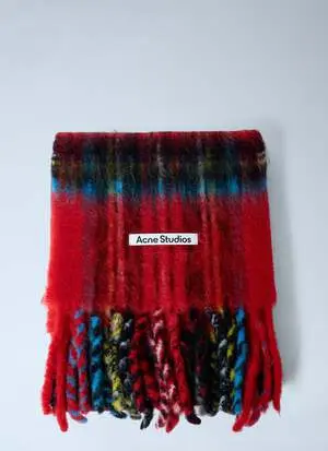 Acne Studios Mohair Checked Scarf - Red