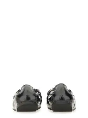 FERRAGAMO Lamb Leather Deconstructed Loafers - Black