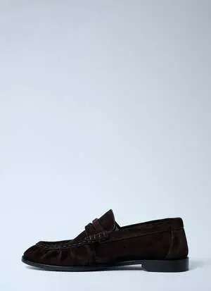 Saint Laurent Suede Loafers With Logo Detail