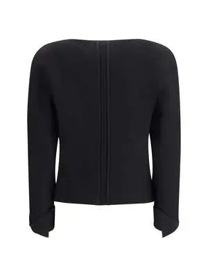 Chloé Collarless Wool Crêpe Fitted Jacket - Black