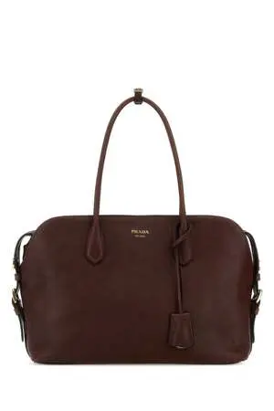 Prada Leather Shopping Bag - Brown