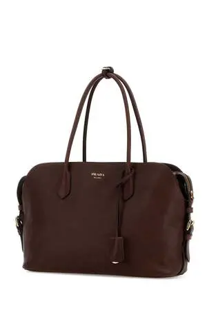 Prada Leather Shopping Bag - Brown